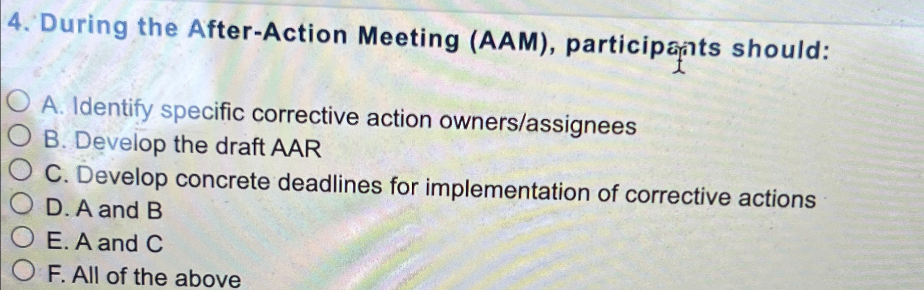 Solved During the After-Action Meeting (AAM), ﻿participants | Chegg.com