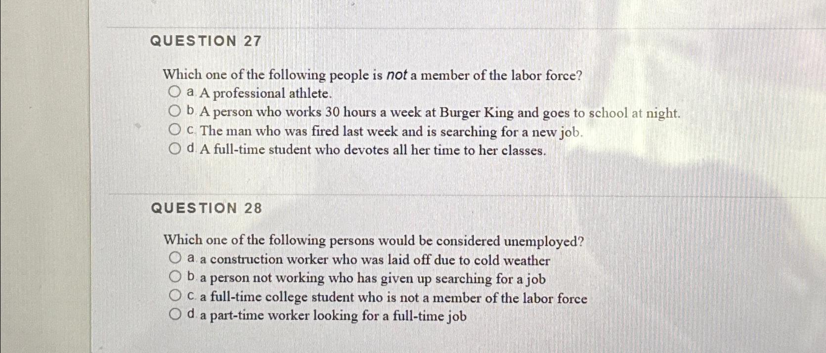 Solved QUESTION 27Which one of the following people is not a | Chegg.com