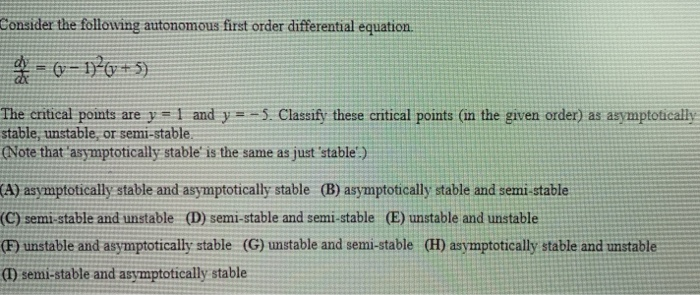 Solved Consider the following autonomous first order | Chegg.com