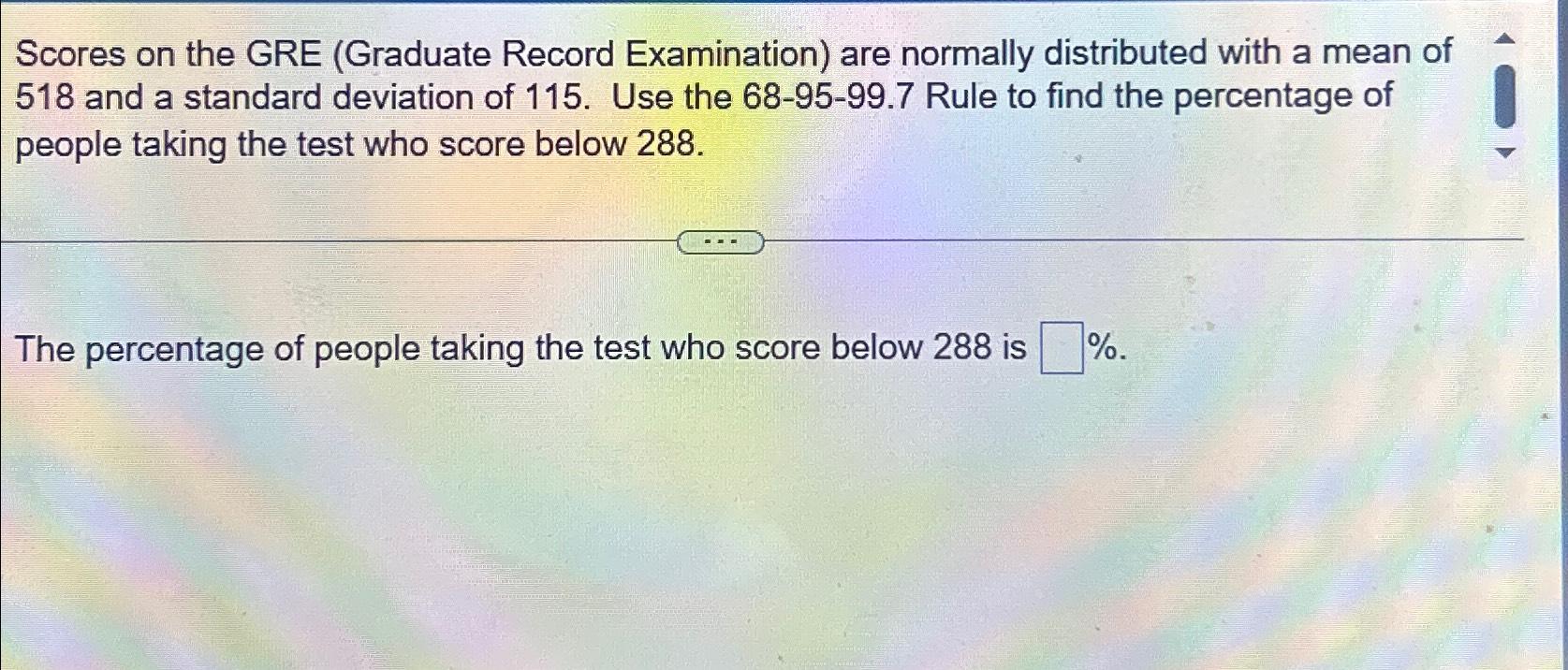 Solved Scores on the GRE (Graduate Record Examination) ﻿are | Chegg.com