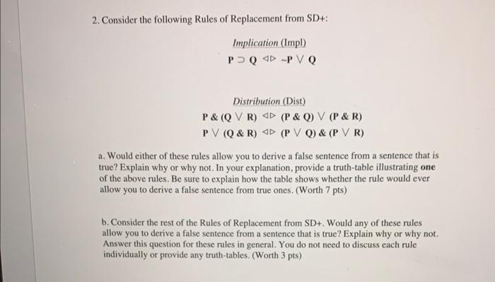 2. Consider the following Rules of Replacement from | Chegg.com
