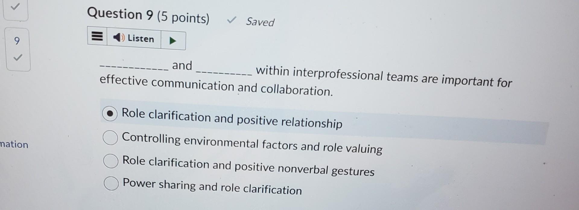 Solved and effective communication and collaboration. Role | Chegg.com