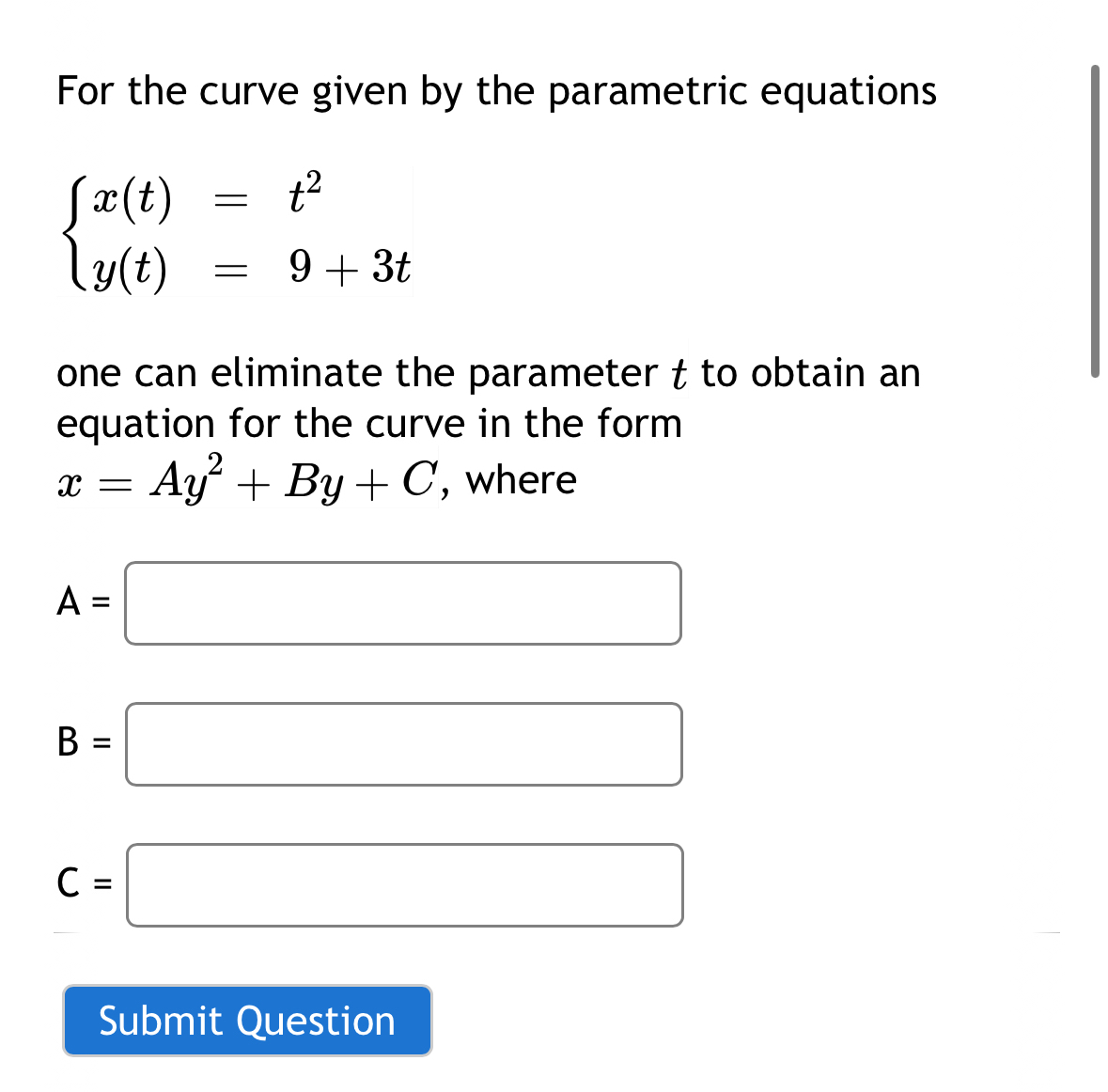 Solved For the curve given by the parametric | Chegg.com