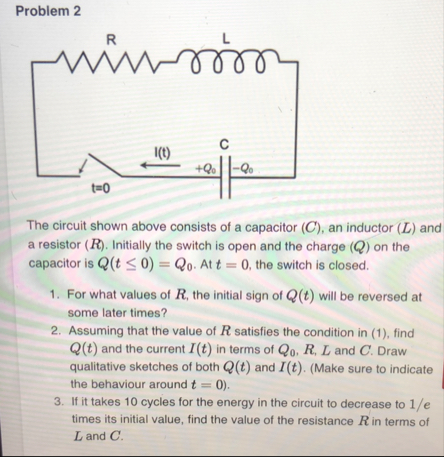 Solved Problem 2The circuit shown above consists of a | Chegg.com