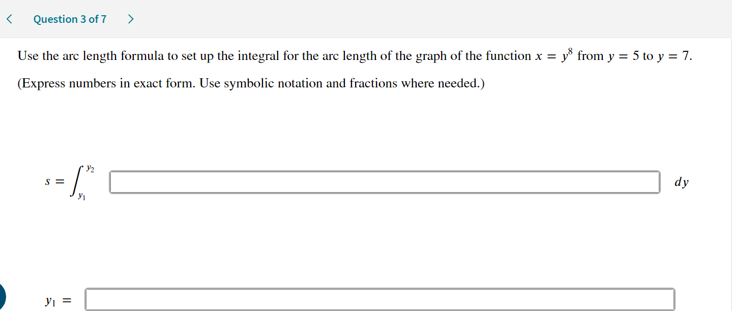 Solved Use the arc length formula to set up the integral for | Chegg.com