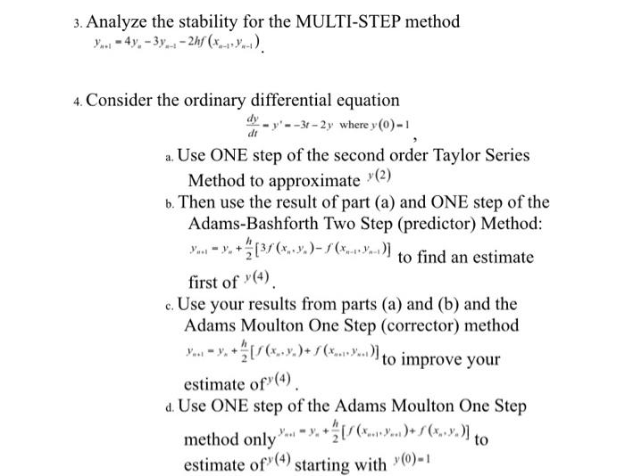 3. Analyze the stability for the MULTI-STEP method | Chegg.com