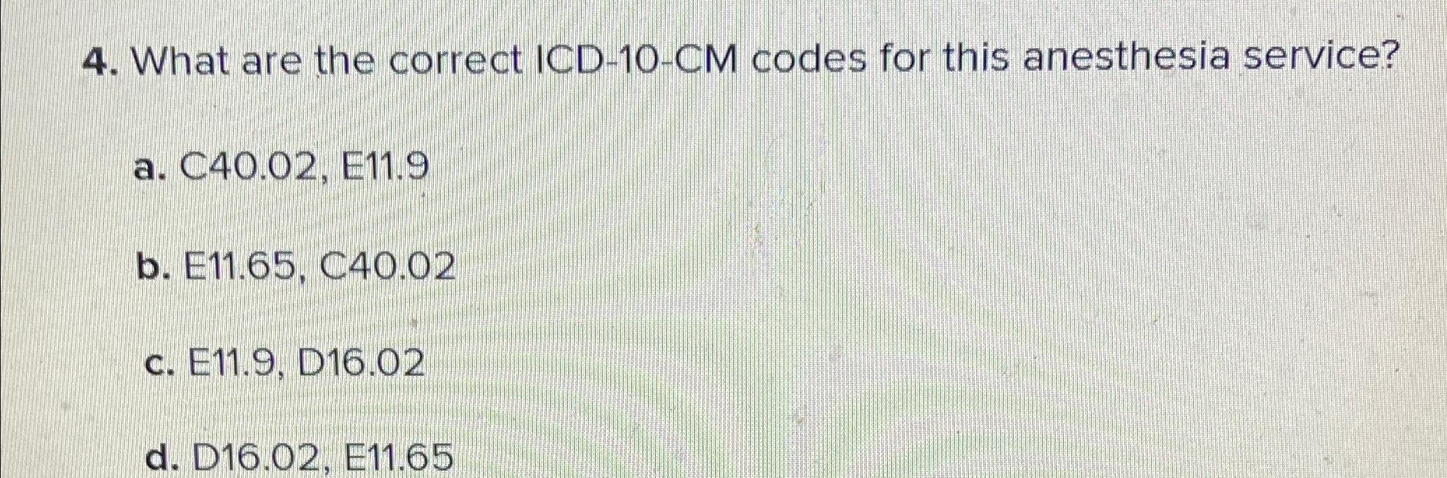Solved What are the correct ICD-10-CM codes for this | Chegg.com