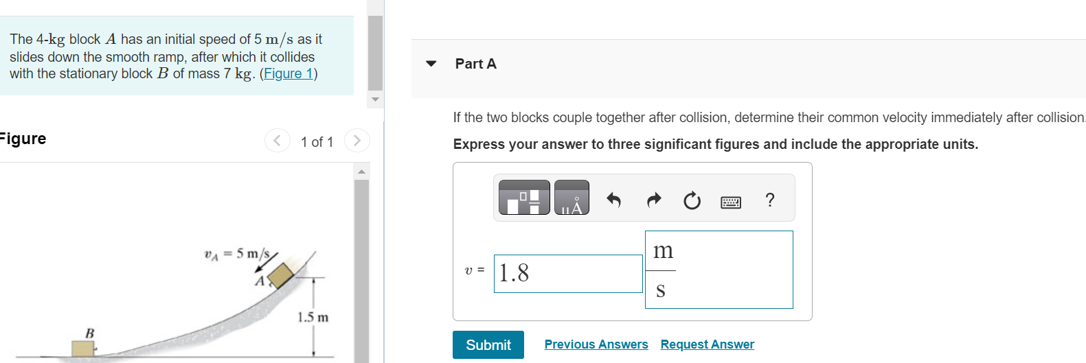 Solved The 4-kg block A has an initial speed of 5ms ﻿as | Chegg.com