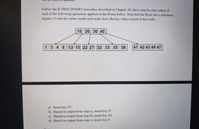 Solved Follow the B-TREE-INSERT procedure described in | Chegg.com