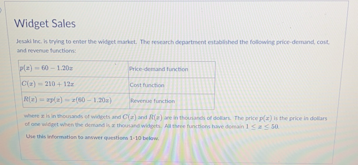 Widget SalesJesaki Inc. is trying to enter the widget | Chegg.com