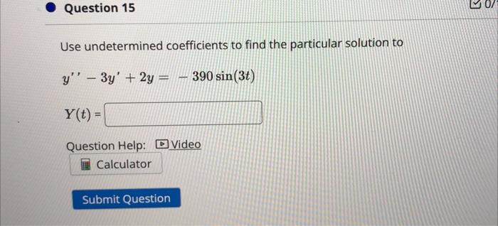 Solved Use undetermined coefficients to find the particular | Chegg.com
