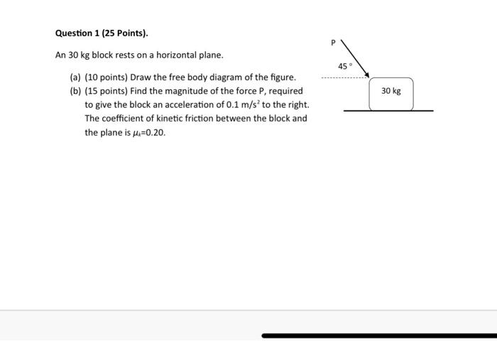 Solved An 30 kg block rests on a horizontal plane. (a) (10 | Chegg.com
