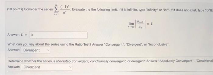 [Solved]: (10 points) Consider the series ( sum_{n=1}^{ i