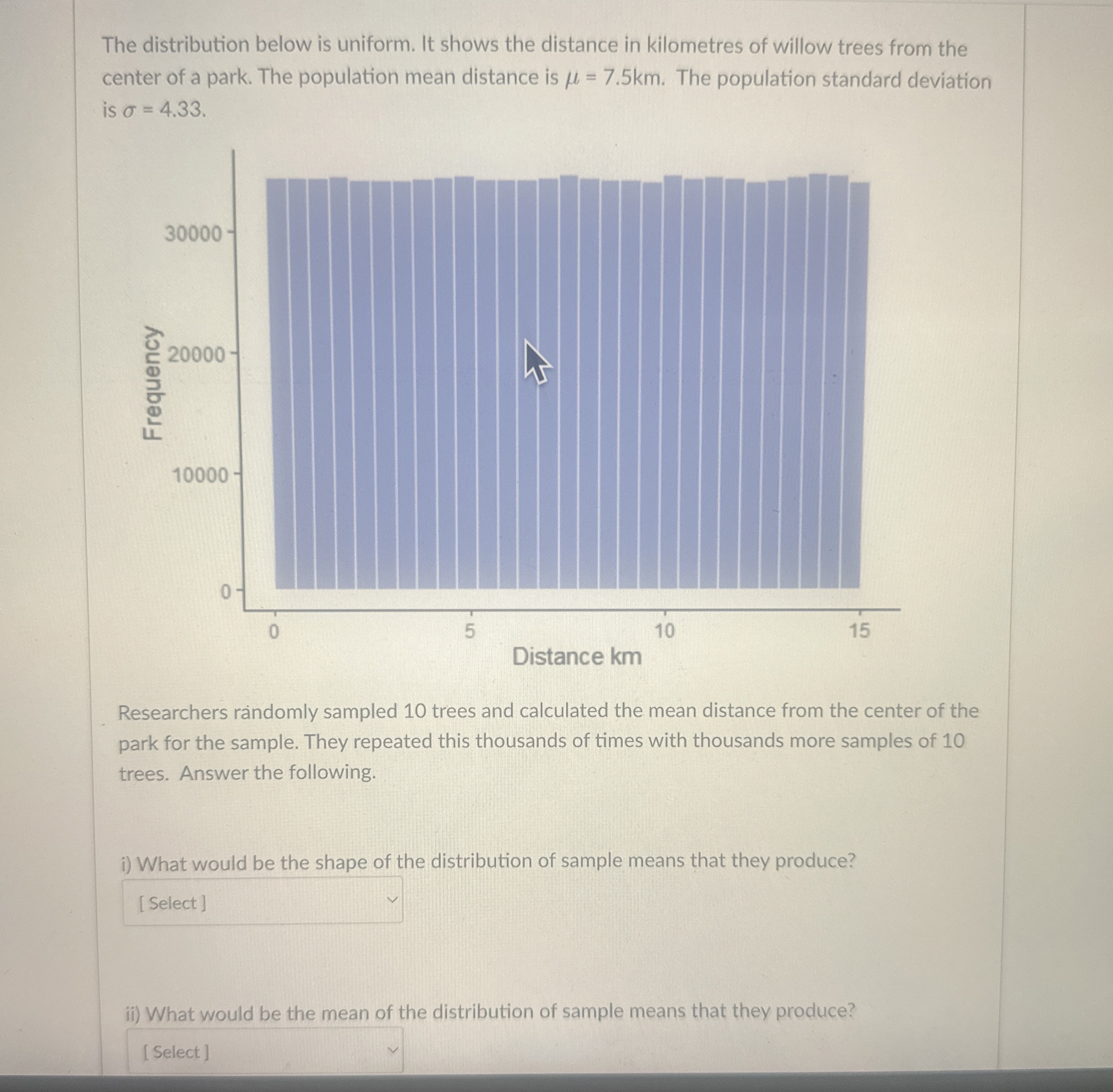 Solved The distribution below is uniform. It shows the | Chegg.com