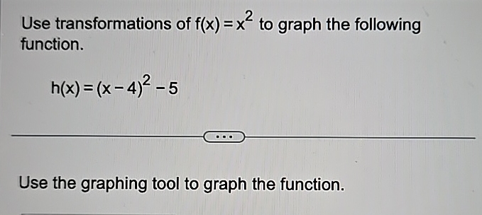 Solved Use transformations of f(x)=x2 ﻿to graph the | Chegg.com