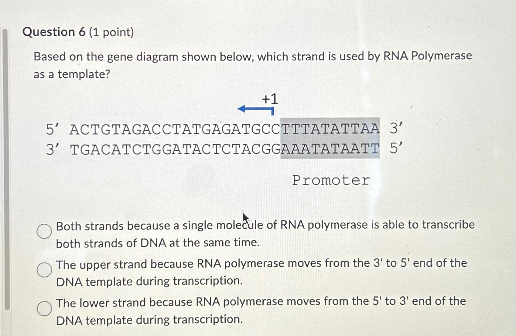 Solved Question 6 (1 ﻿point)Based on the gene diagram shown | Chegg.com