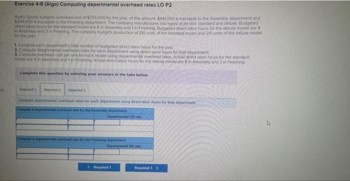 Solved Exercise 4-6 (Algo) Computing departmental overhead | Chegg.com