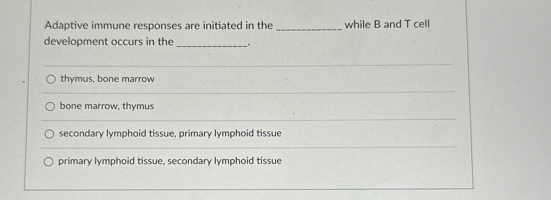 Solved Adaptive immune responses are initiated in the | Chegg.com