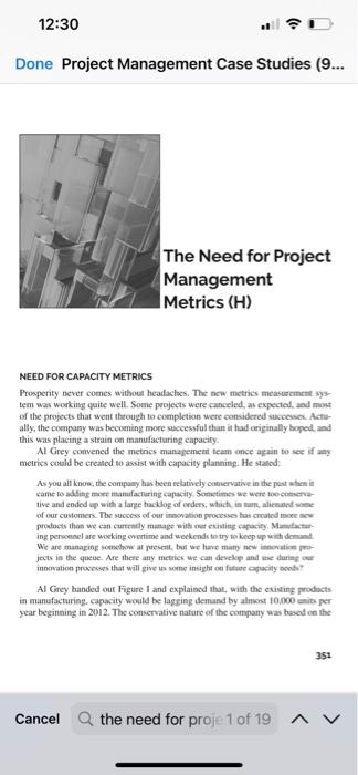 Solved Done Project Management Case Studies (9... The Need | Chegg.com