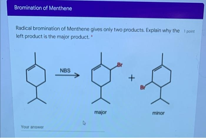 Solved Bromination of Menthene Radical bromination of | Chegg.com