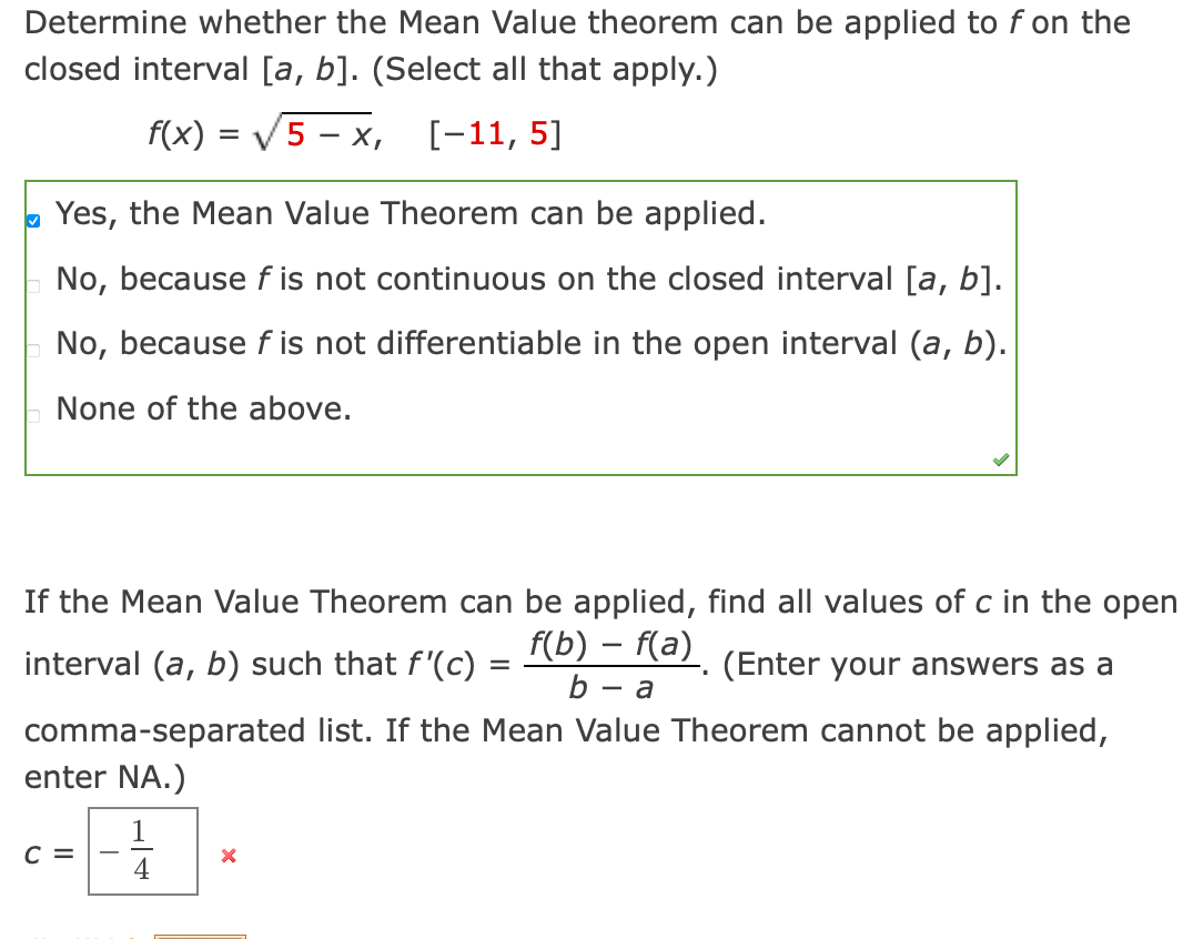Solved Determine whether the Mean Value theorem can be | Chegg.com