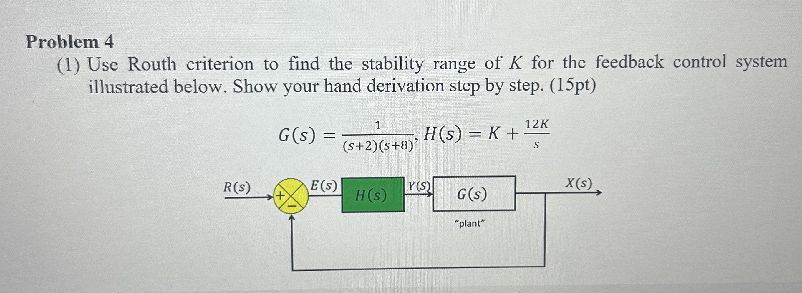 Solved Problem 41 use Routh Criterion To Find The