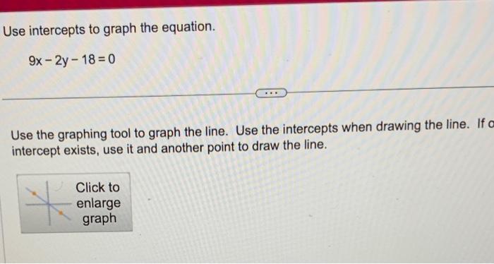 Solved Use intercepts to graph the equation. 9x−2y−18=0 Use | Chegg.com