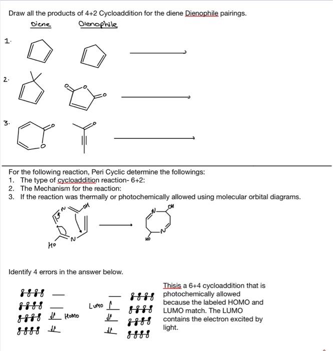 Solved Draw all the products of 4+2 Cycloaddition for the | Chegg.com