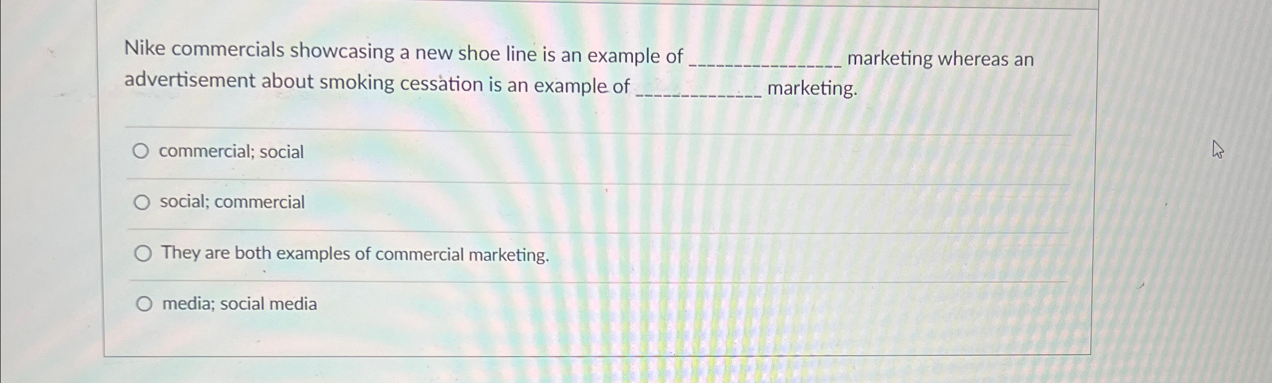 Solved Nike commercials showcasing a new shoe line is an | Chegg.com