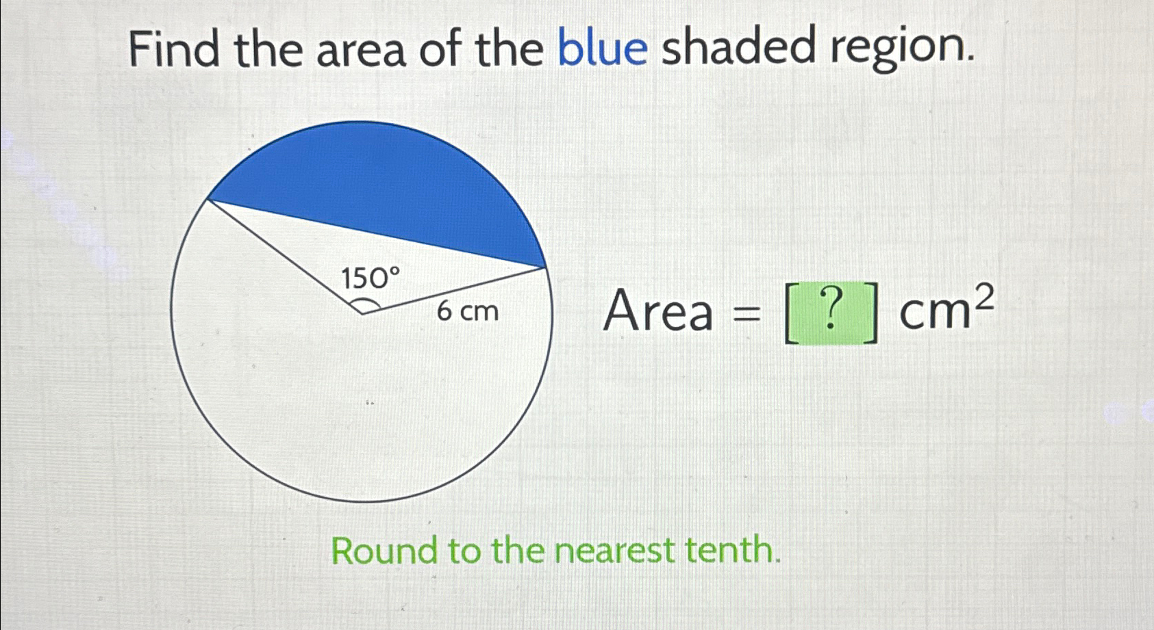 Solved Find the area of the blue shaded region.Round to the | Chegg.com