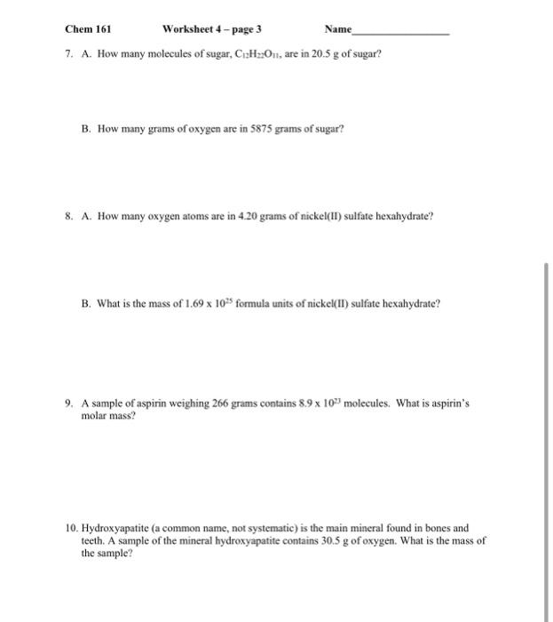 Solved 7. A. How many molecules of sugar, C12H22O11, are in | Chegg.com