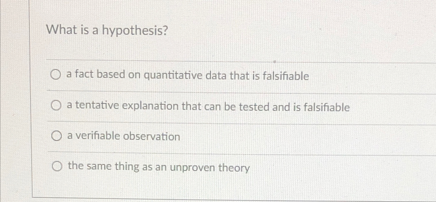 Solved What is a hypothesis?a fact based on quantitative | Chegg.com