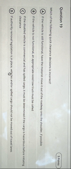 Solved Question 195 ﻿PointsWhich of the following quick | Chegg.com