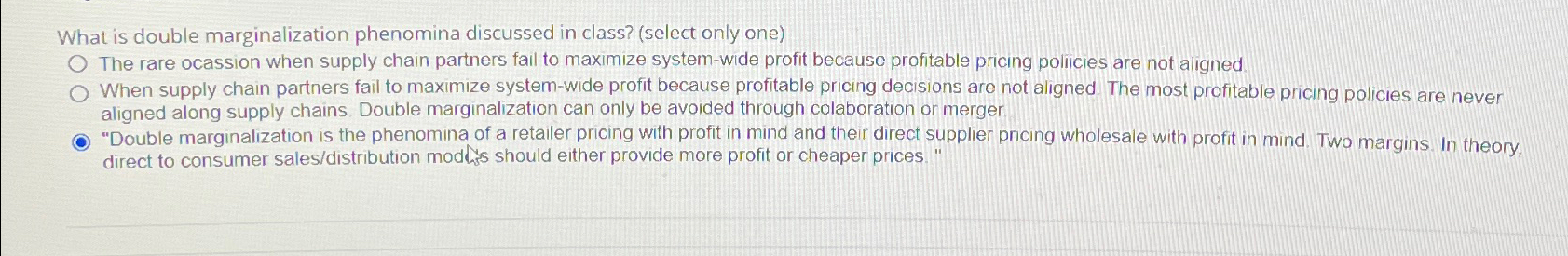 Solved What is double marginalization phenomina discussed in | Chegg.com