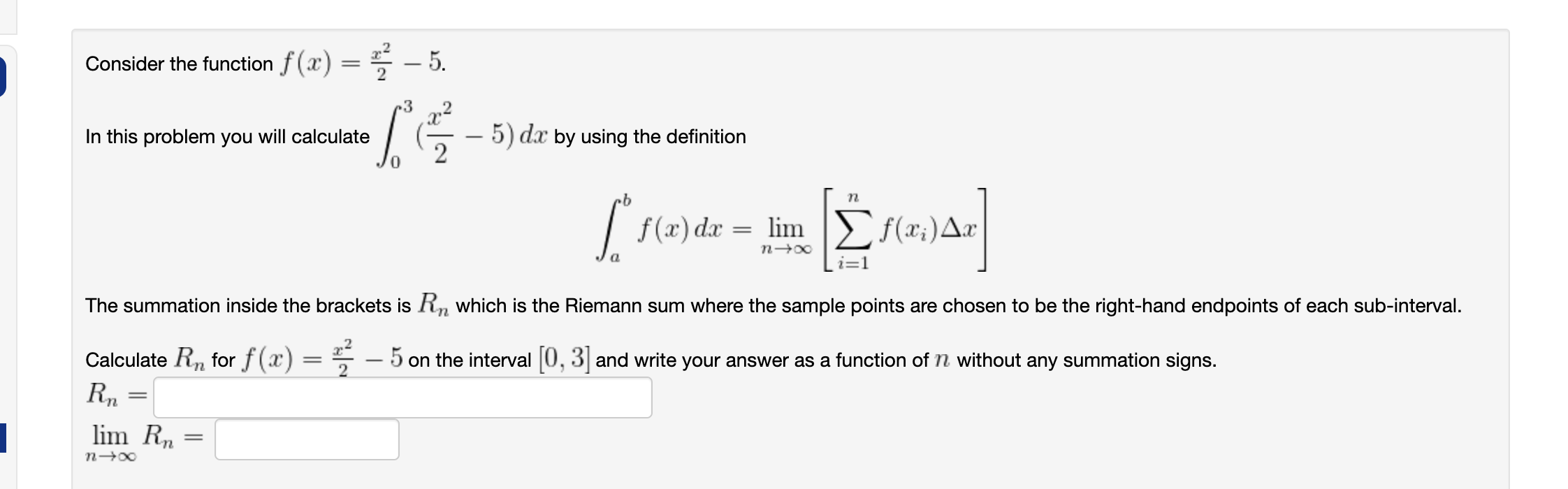 Solved Consider the function f(x)=x22-5In ﻿this problem you | Chegg.com