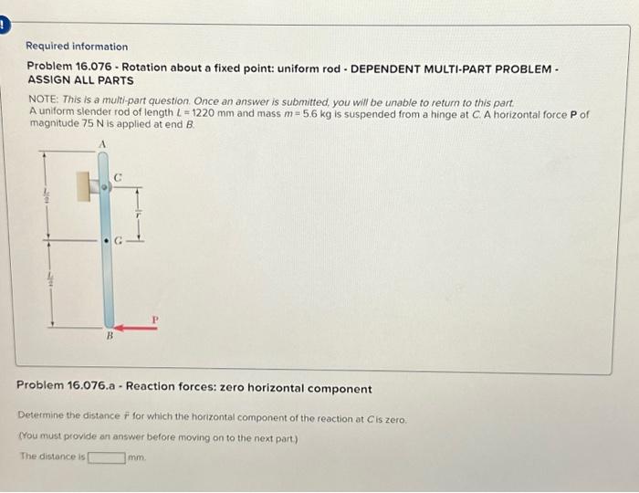Solved Required information Problem 16.076 - Rotation about | Chegg.com