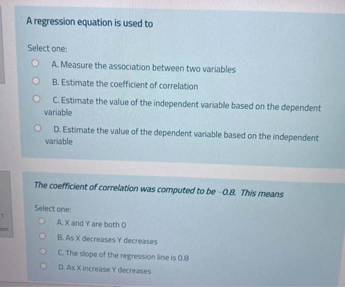 Solved If the slope in the regression line is positive then | Chegg.com