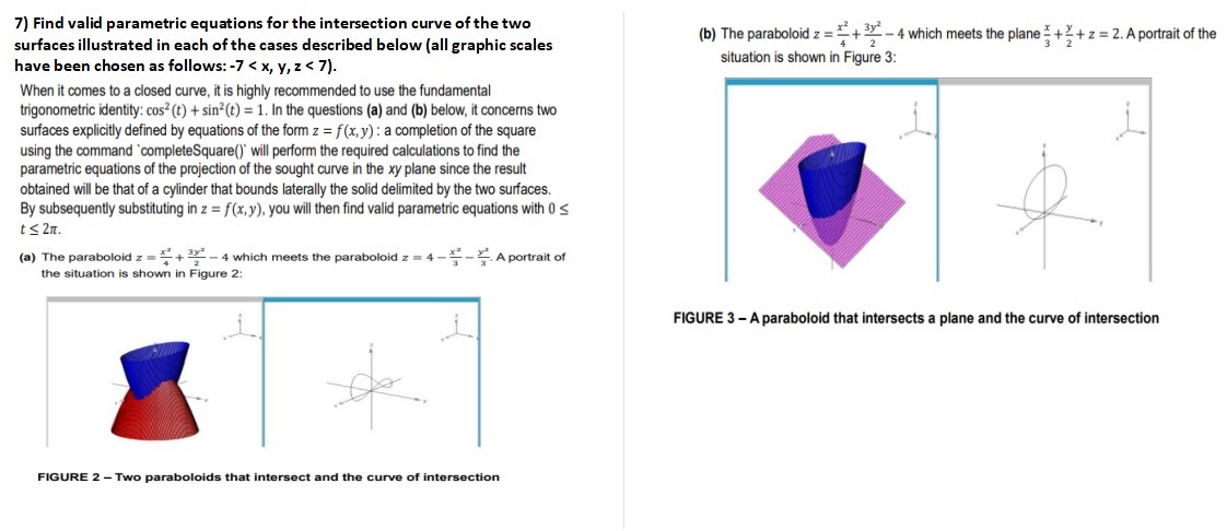 Solved Find valid parametric equations for the intersection | Chegg.com