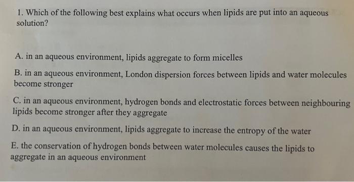 Solved 1. Which of the following best explains what occurs | Chegg.com