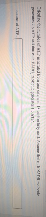 Solved Calculate the number of ATP generated from one | Chegg.com