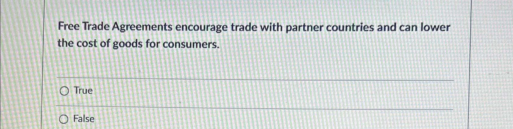 Solved Free Trade Agreements encourage trade with partner | Chegg.com