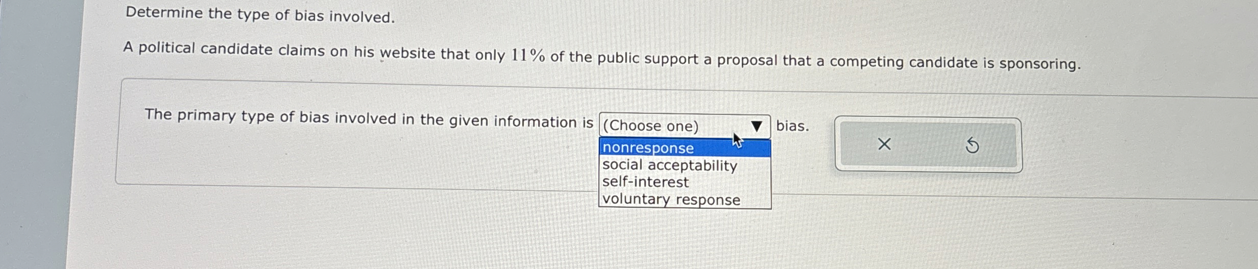 Solved Determine the type of bias involved.A political | Chegg.com