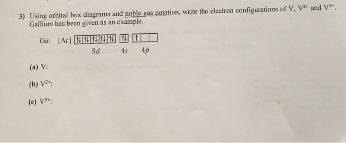 Solved 3) Using orbital box diagrams and noble gas notation, | Chegg.com