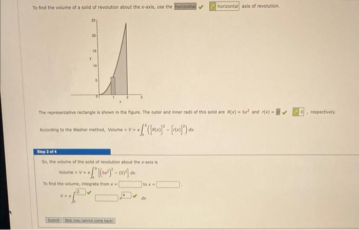 Solved To find the volume of a solid of revolution about the | Chegg.com