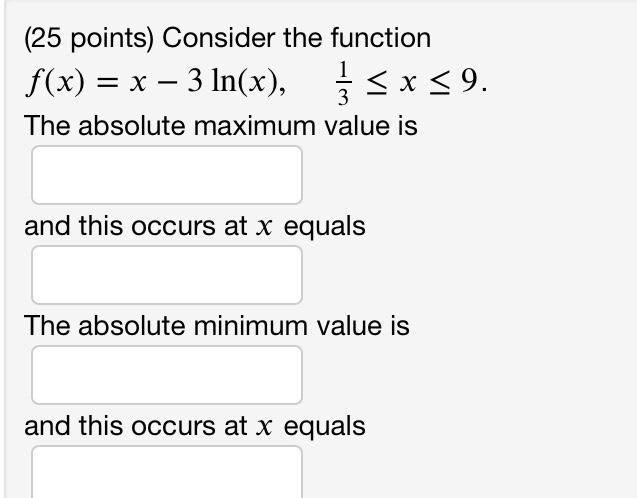 Solved 25 Points Consider The Function 