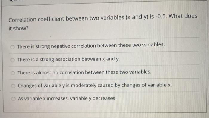 Solved Correlation coefficient between two variables (x and | Chegg.com