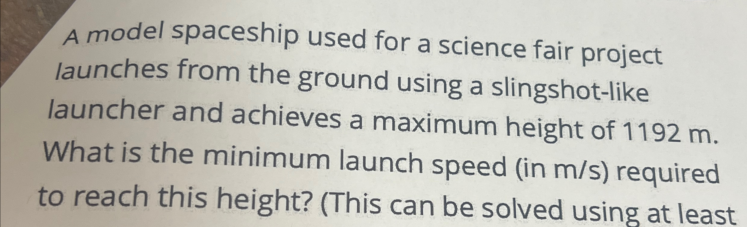Solved A model spaceship used for a science fair project | Chegg.com