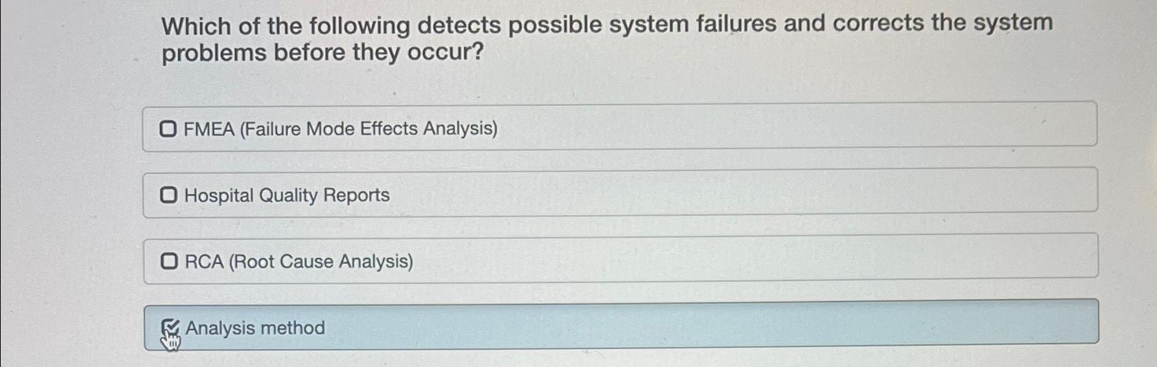 Solved Which of the following detects possible system | Chegg.com