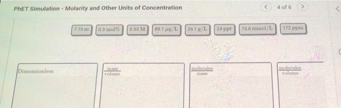 Solved PhET Simulation - Molarity and Other Units of | Chegg.com