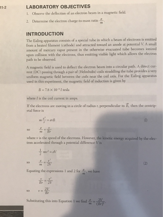 Solved 11-2 LABORATORY OBJECTIVES 1. Observe the deflection | Chegg.com